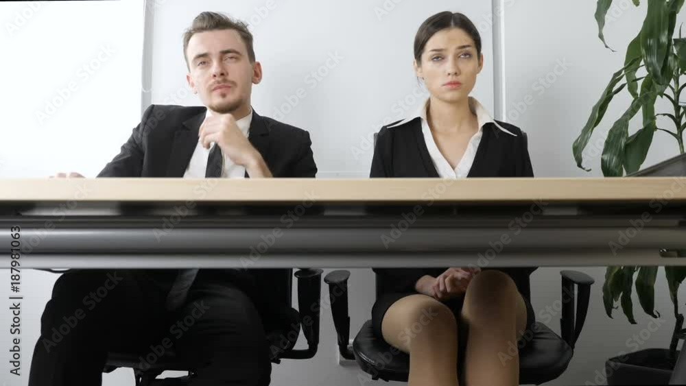 Office Harassment A Young Man In A Suit Is Sexually Harassing A