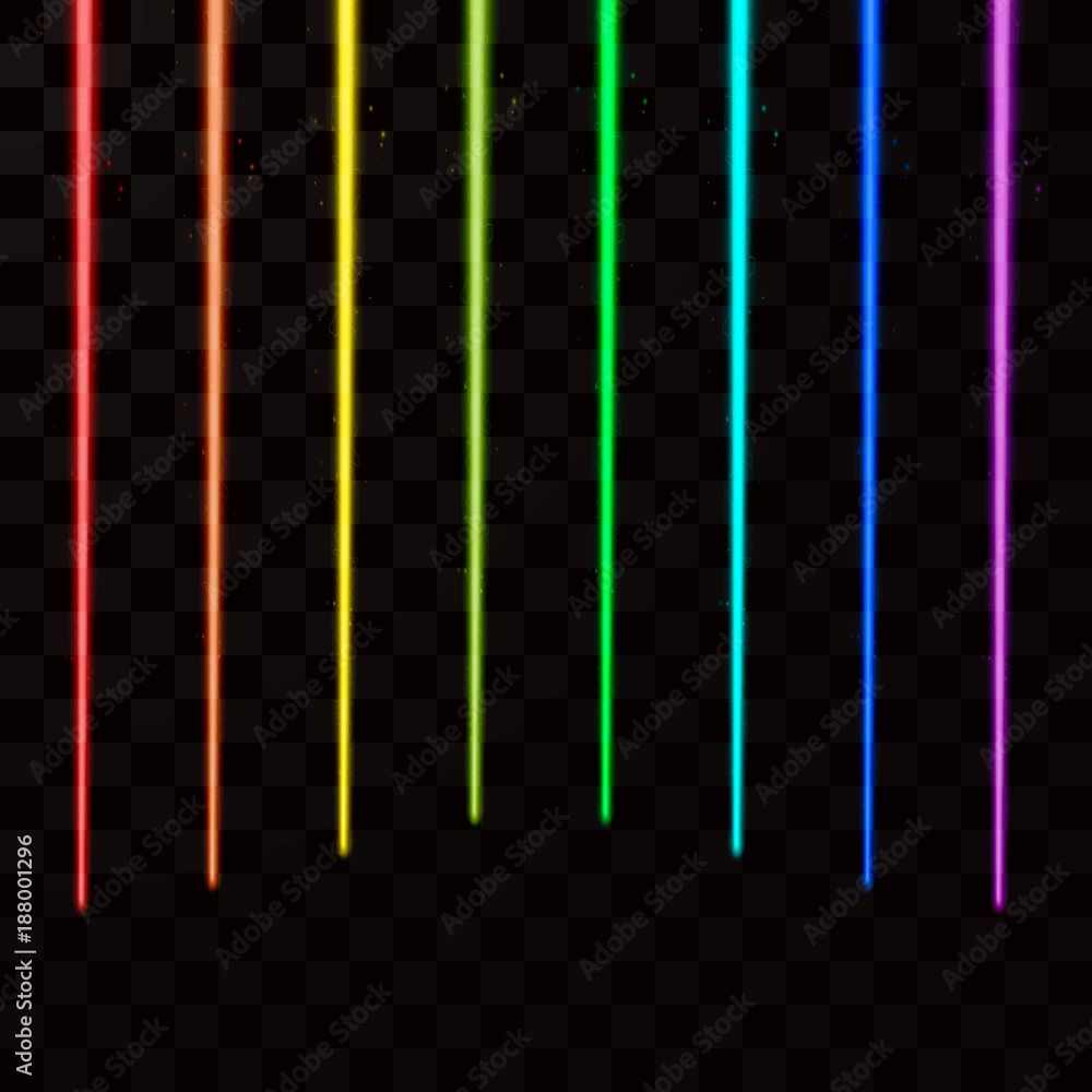 Colorful laser beams. Abstract Laser rays all color of rainbow. Vector ...