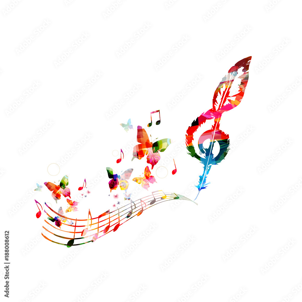 Colorful music poster with music notes. Music elements for card, poster ...