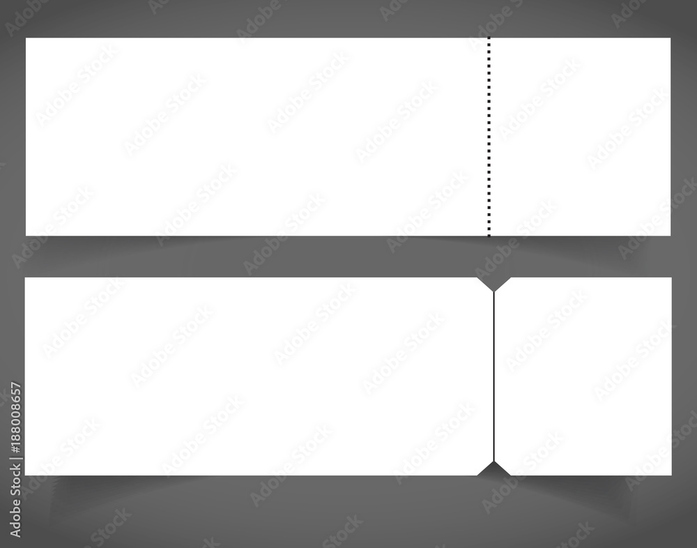 Set of Blank event concert ticket mockup template. Concert, party or ...