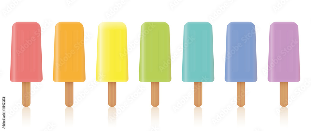 Ice lollys collection - rainbow colored fruity set of seven frozen ...