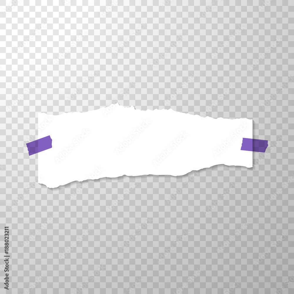 Torned Off Piece of Paper with Purple Stickers. Empty Page Isolated on ...