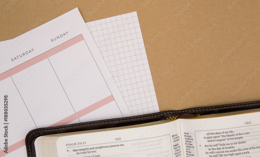 A Simple Desk with Materials to have a Bible Study Stock Photo | Adobe ...