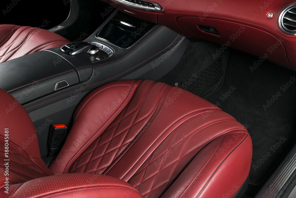 Modern Luxury car inside. Interior of prestige modern car. Comfortable ...
