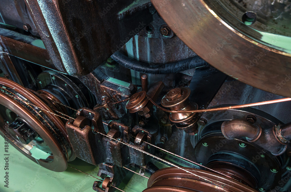 Copper round rollers for rolling wire. Fragment Wire drawing equipment ...