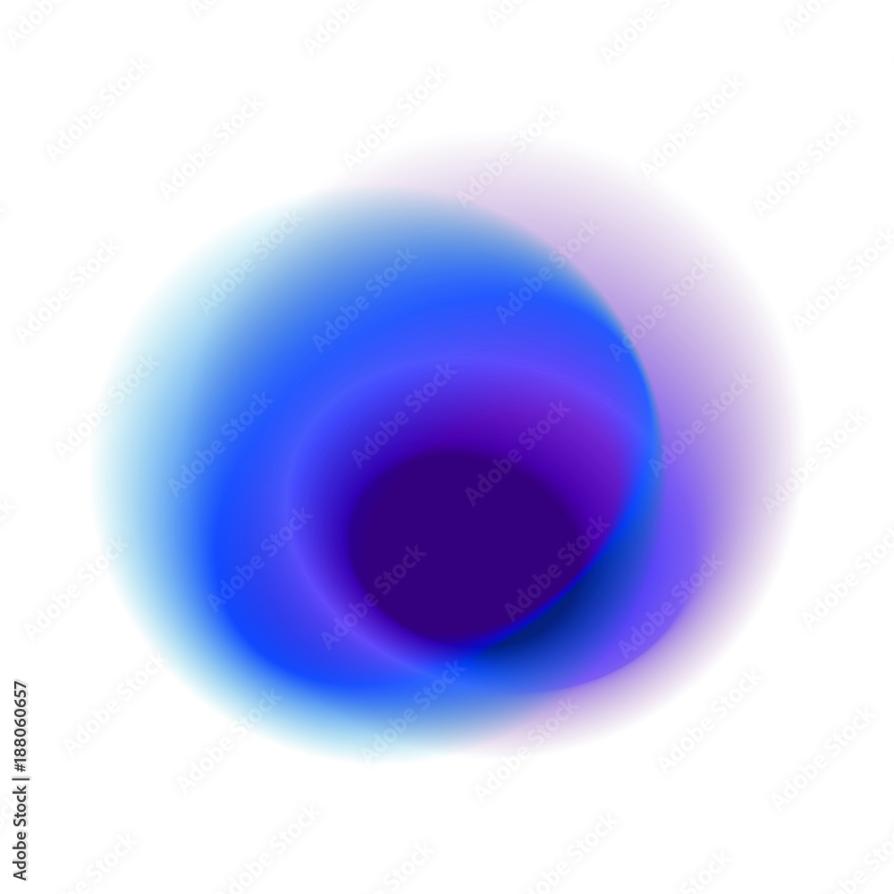 Purple gradient hole isolated on white background. Blue radial stain ...