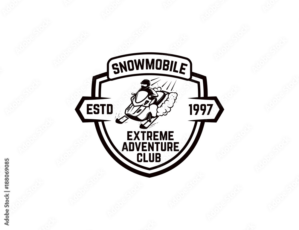 Offroad extreme adventure. Emblem template with snowmobile. Design ...