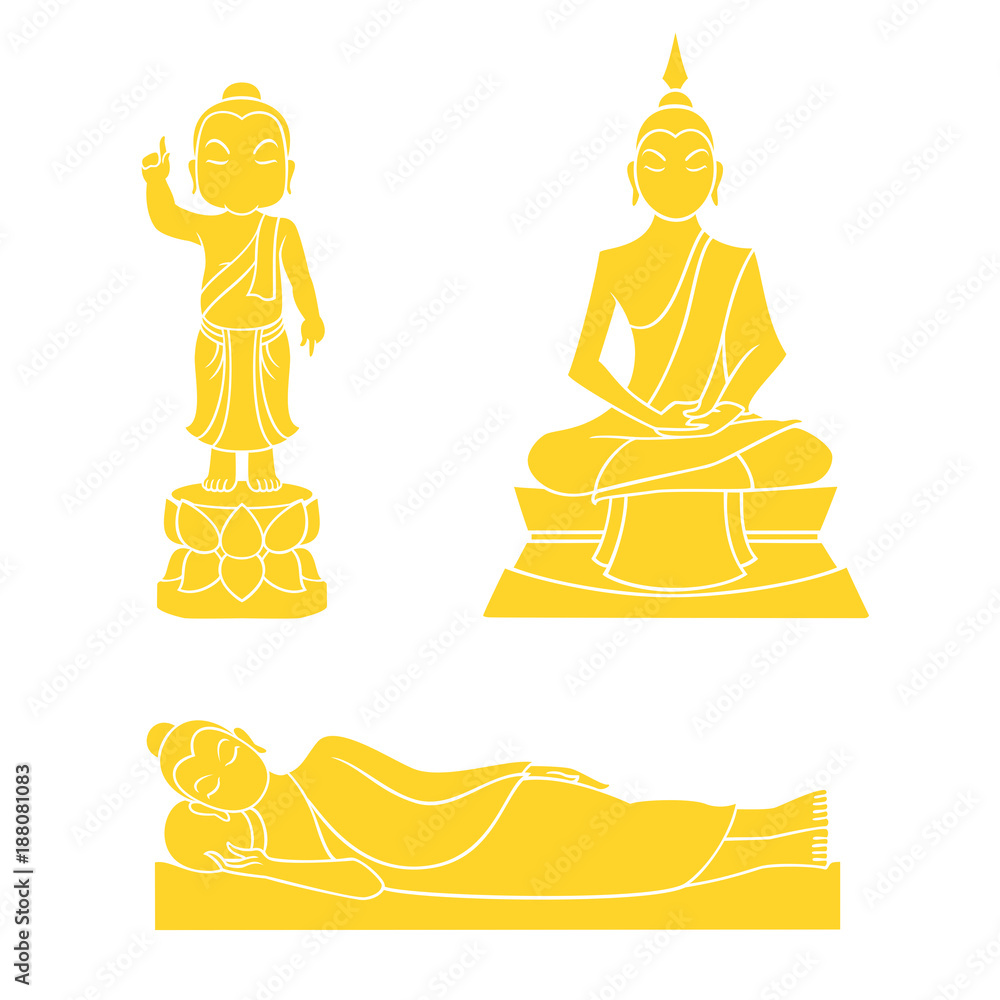 Graphic vector of Buddha for Visakha Puja day. Birth, Enlightenment and ...