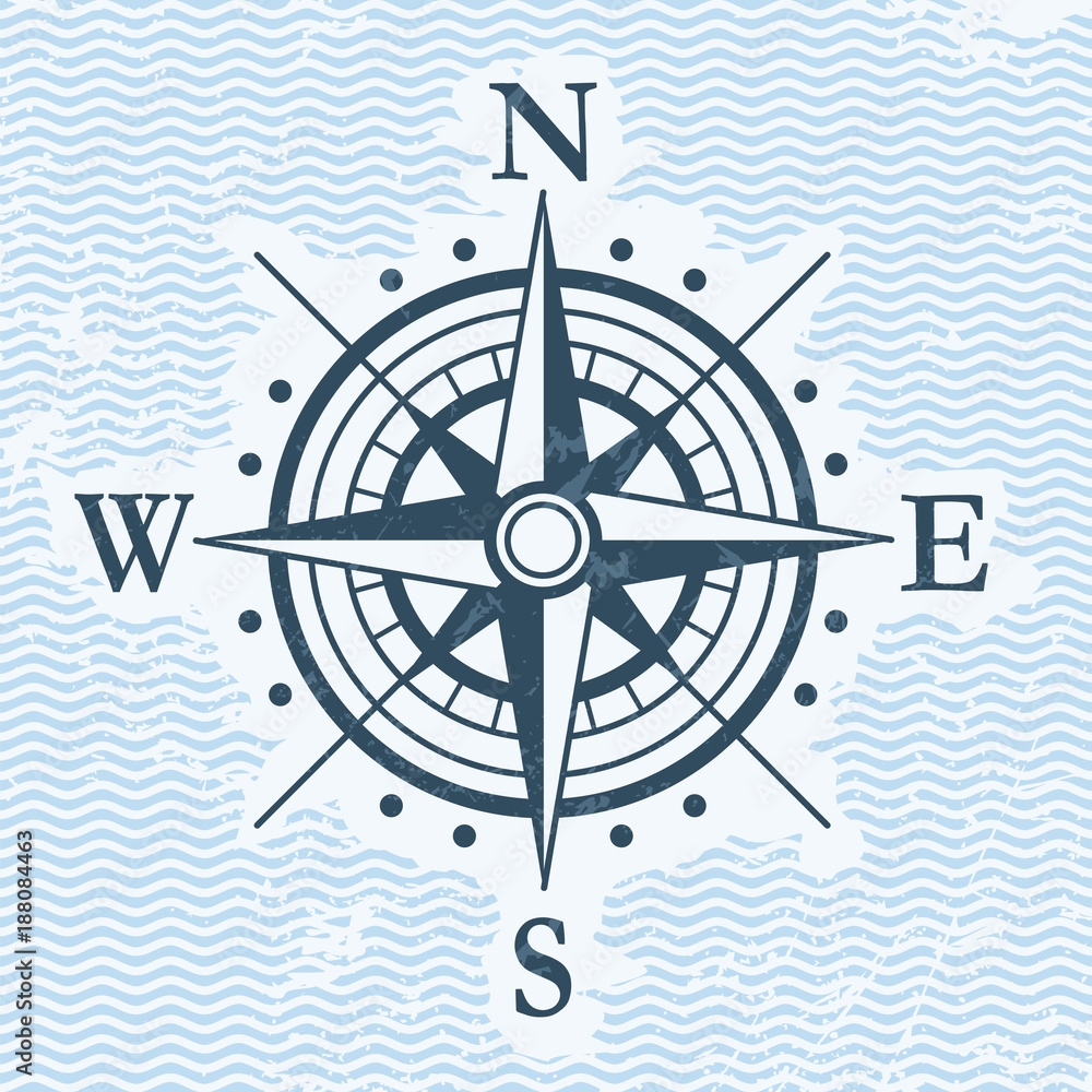 Classic wind rose flat vector symbol exploration design old sign ...