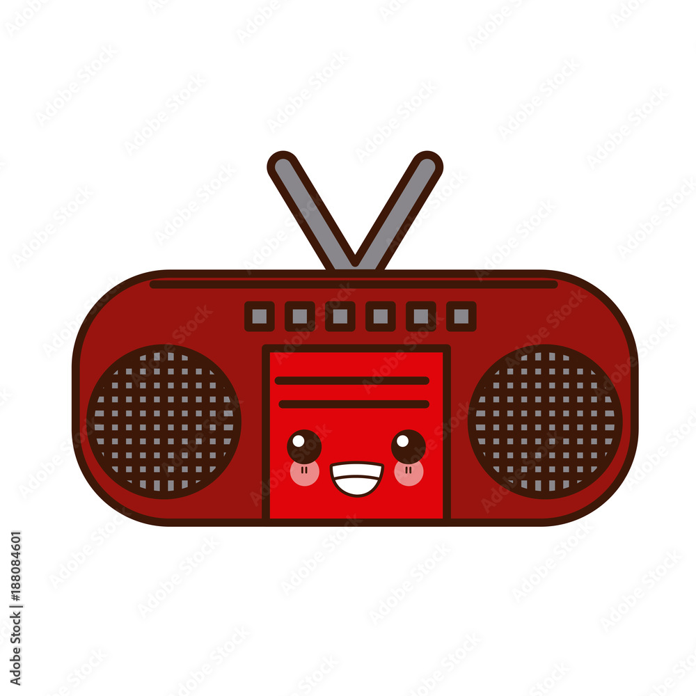 Radio stereo device cute kawaii cartoon vector illustration design ...