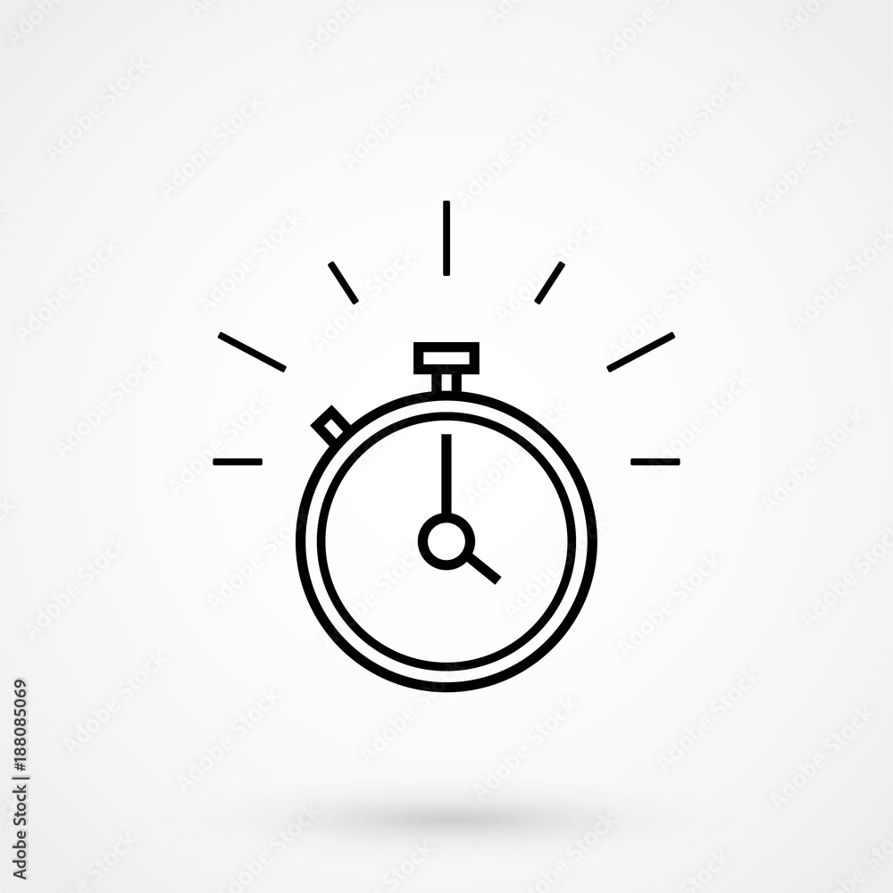 Fast time stop watch, limited offer and deadline concept, vector line ...