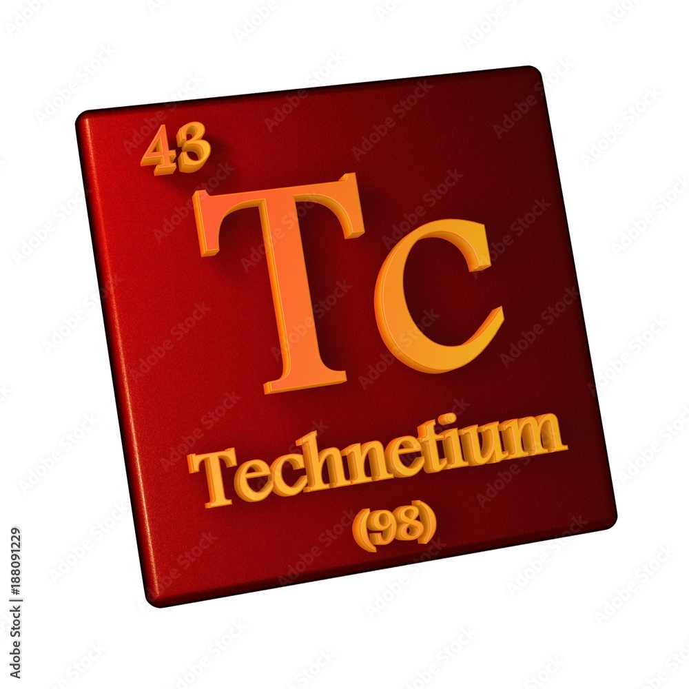 Technetium, chemical element number 43 of the periodic table of the ...