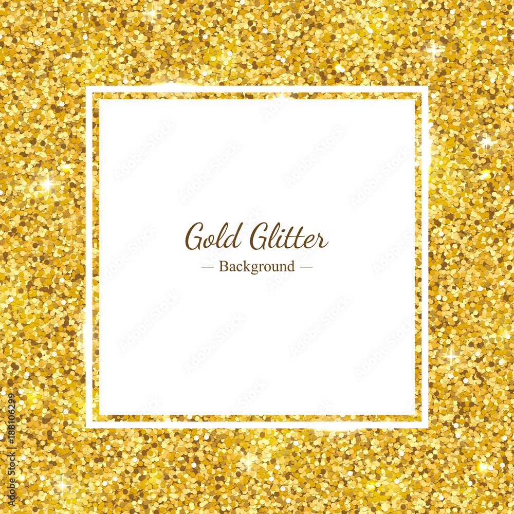 Gold glitter background, square frame. Vector Stock Vector | Adobe Stock