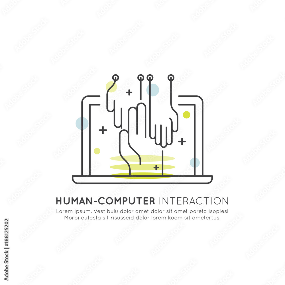 Vector Icon style Illustration of Human Computer Interaction ...