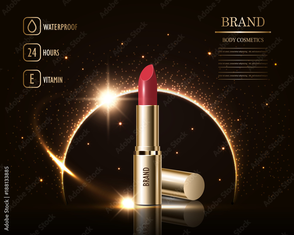Cosmetics beauty series, ads of premium female lipstick for skin care ...