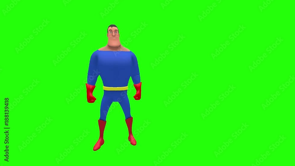 Happy animated superhero strongman cartoon character shrugs his ...
