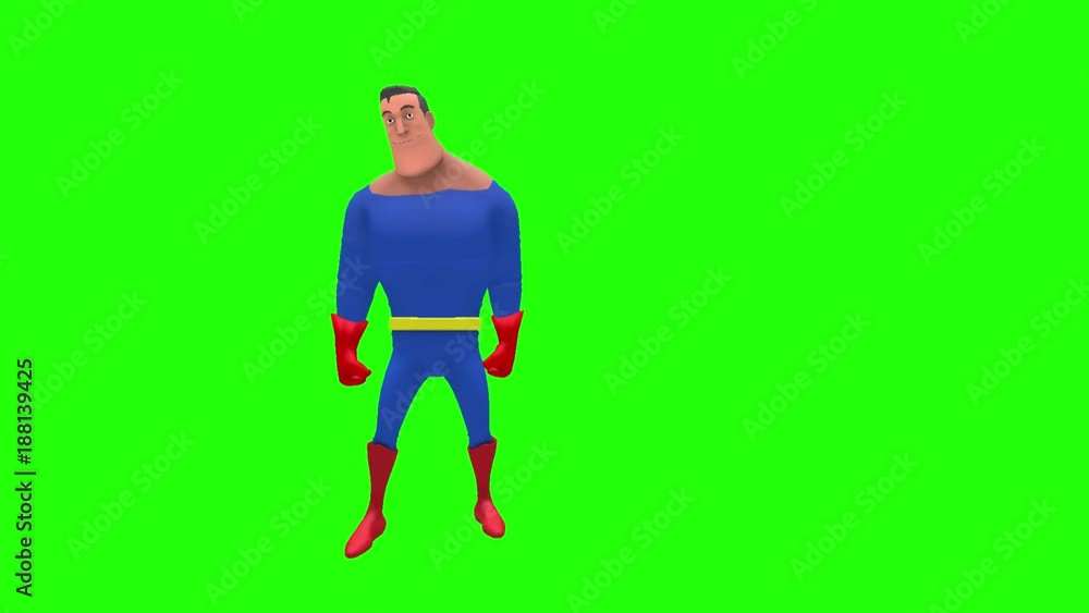Happy animated superhero strongman cartoon character makes series of ...