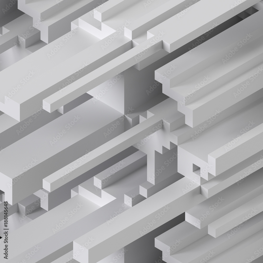 3d render, digital illustration, white abstract background, voxel ...