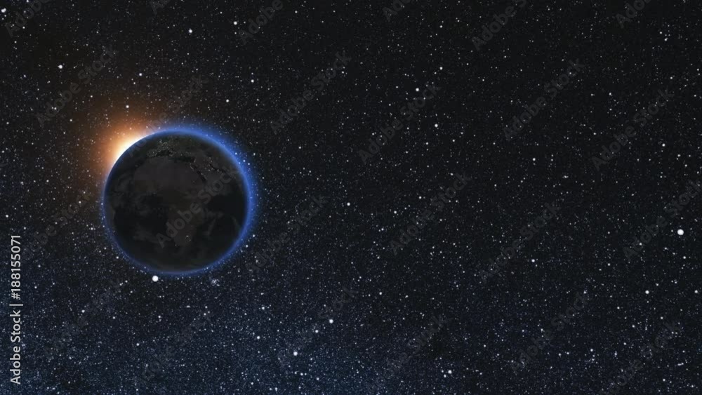 Vídeo do Stock: Space view on Planet Earth and Sun Star rotating on ...