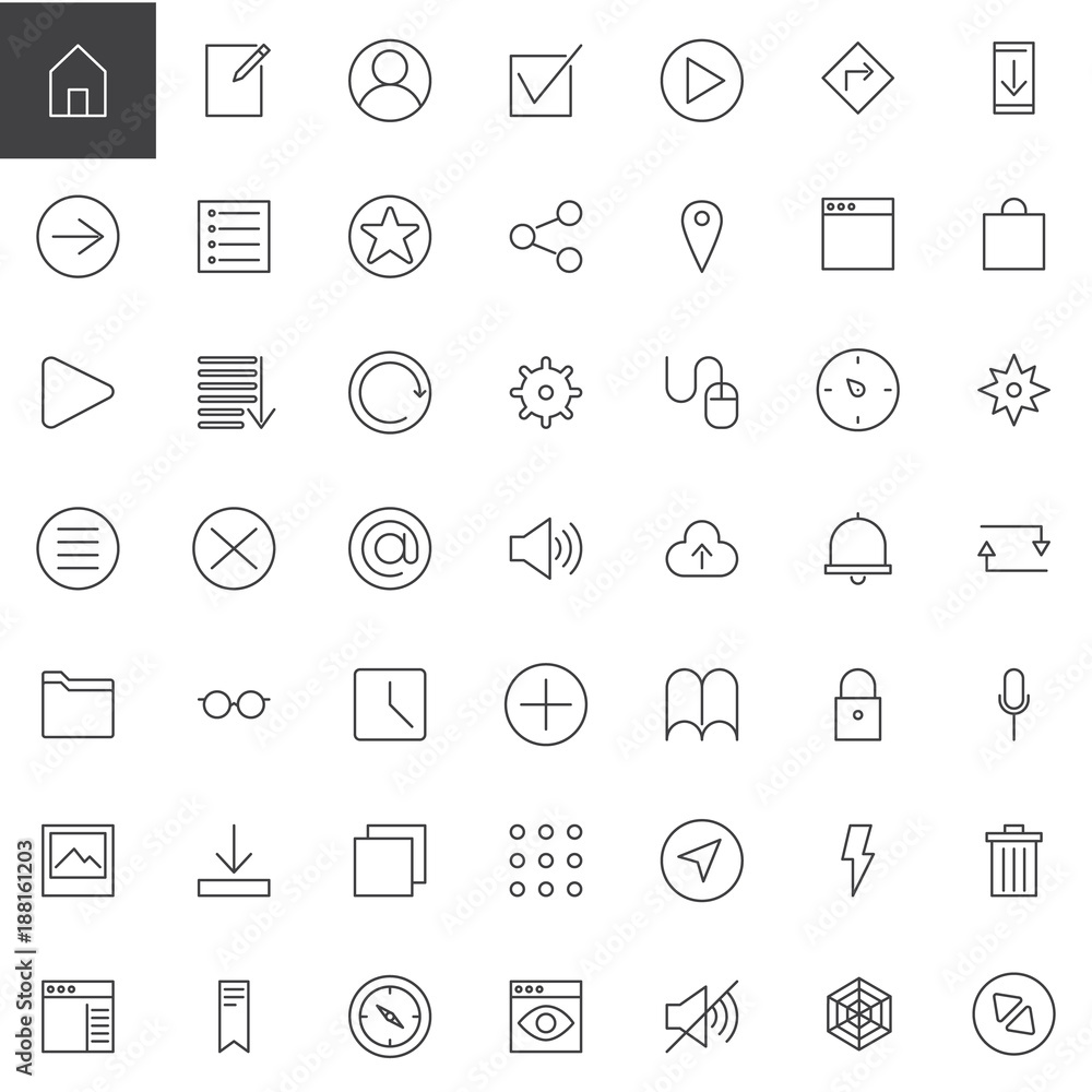 Simple universal web line icons set, outline vector symbol collection ...