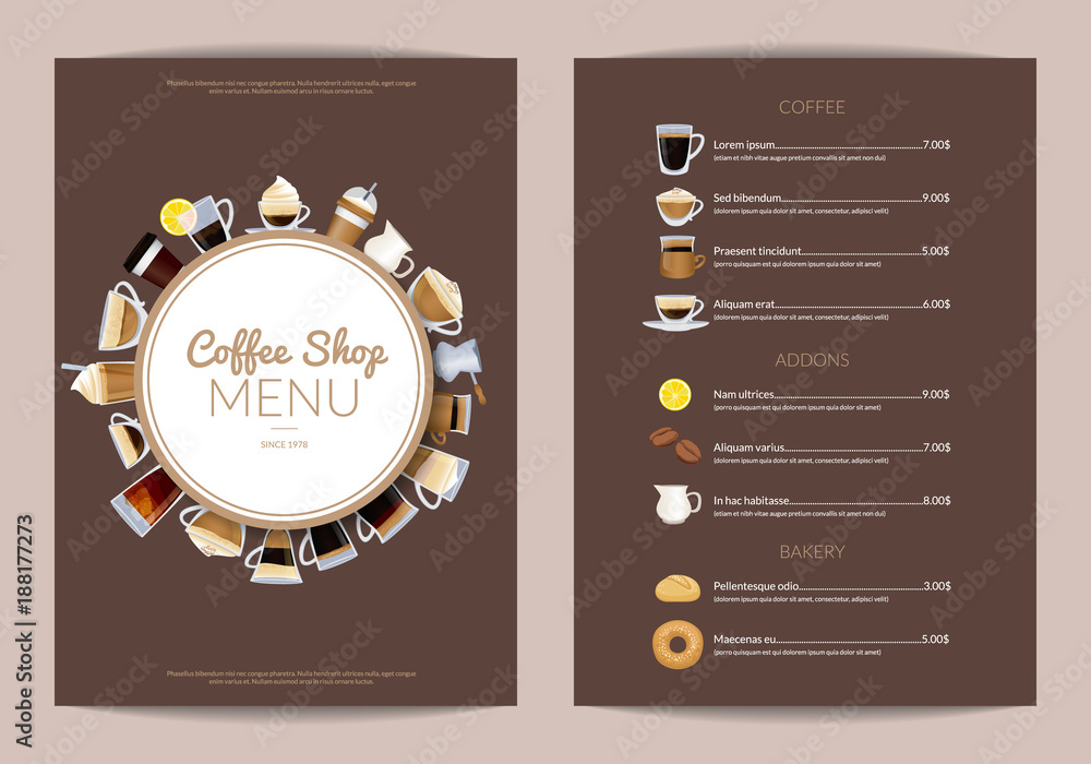 Vector coffee shop vertical menu template Stock Vector | Adobe Stock