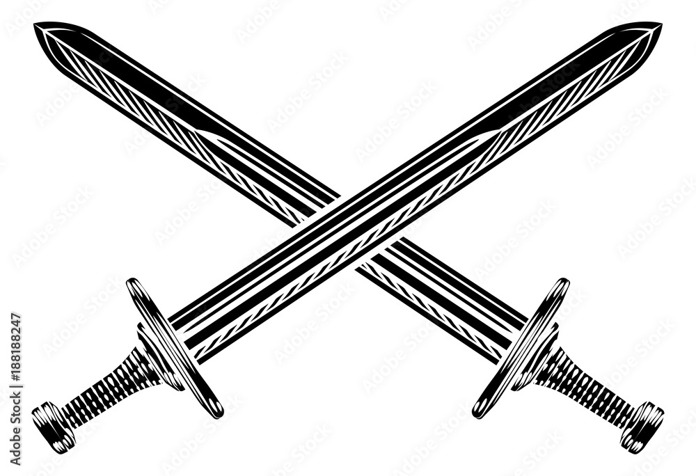 Crossed Swords Illustration Stock Vector | Adobe Stock