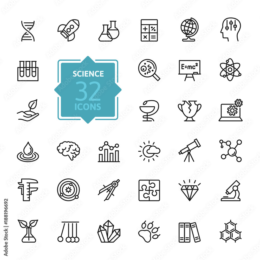 Science, scientific activityelements - minimal thin line web icon set ...