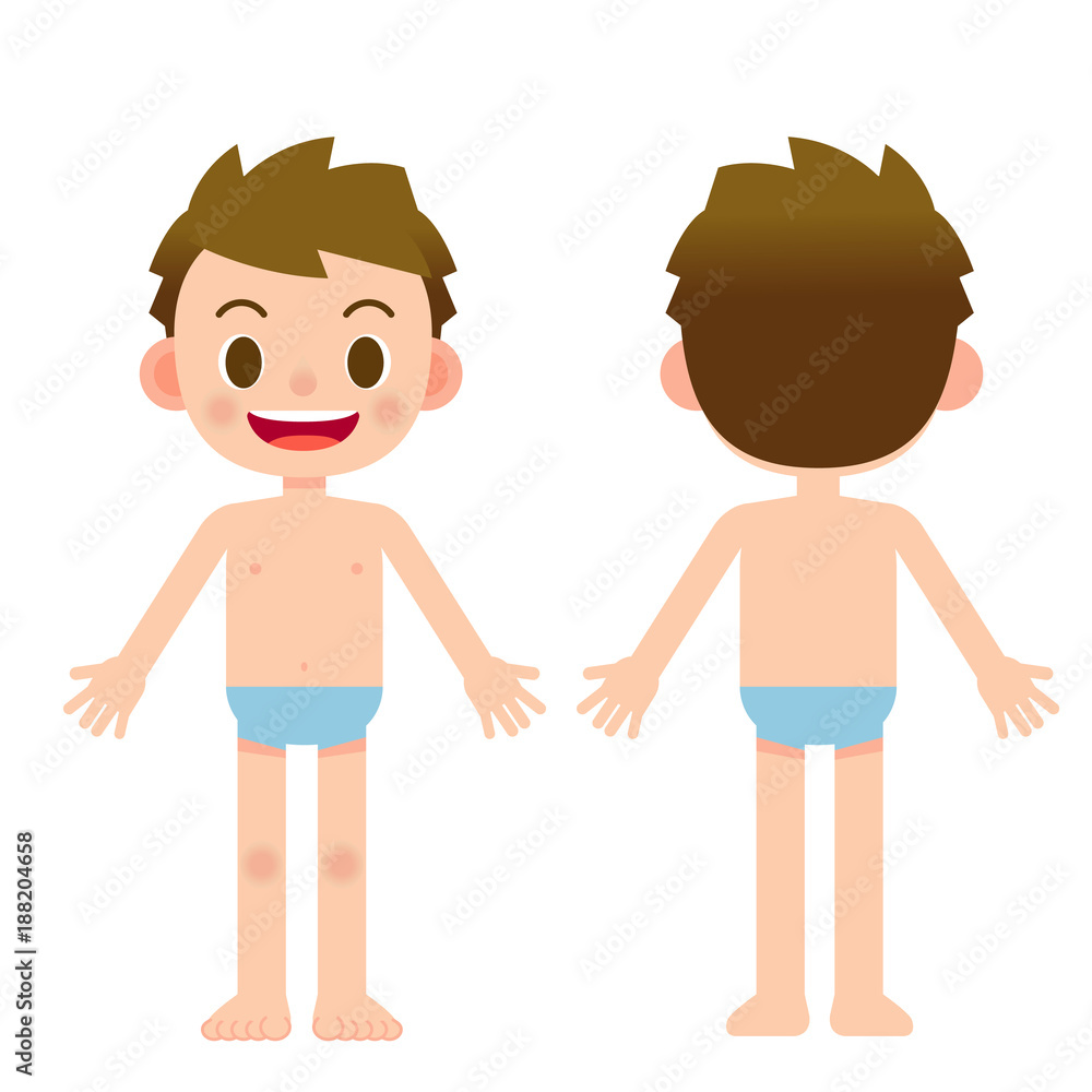 Vector cute kid, girl character showing parts of the body isolated on ...