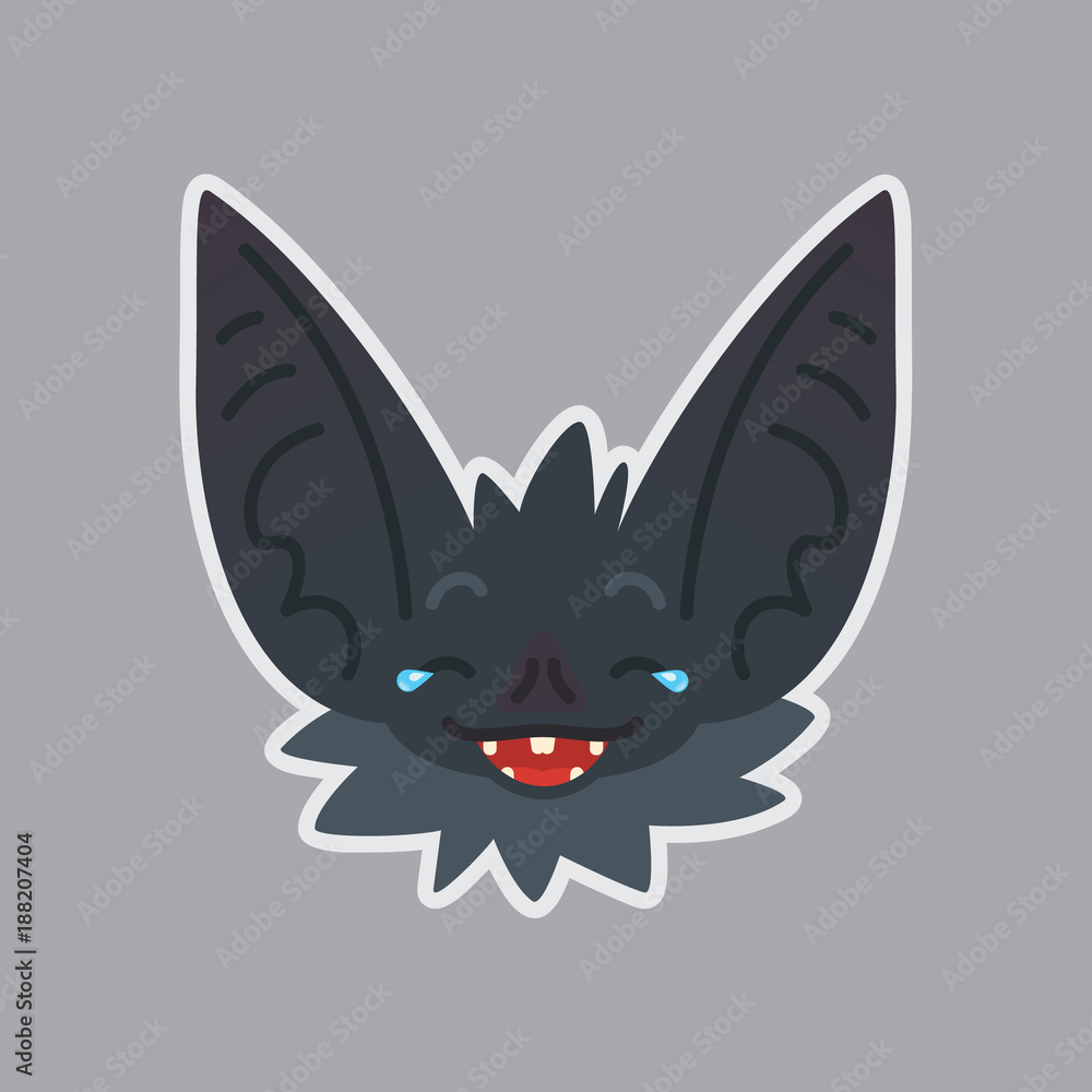 Bat sticker. Emoji. Vector illustration of cute Halloween bat vampire ...