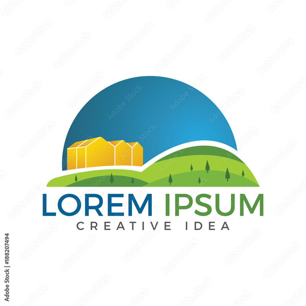 Farm and farming vector logo label emblem design. Isolated illustration ...