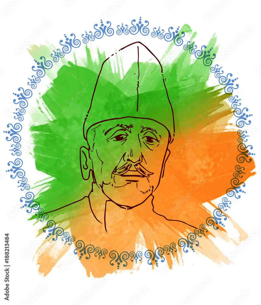 illustration of Indian freedom fighter Abul Kalam Azad Stock Vector ...