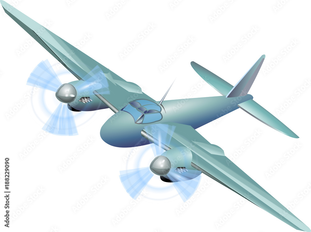 Cartoon bomber jet vector illustration isolated on white background ...