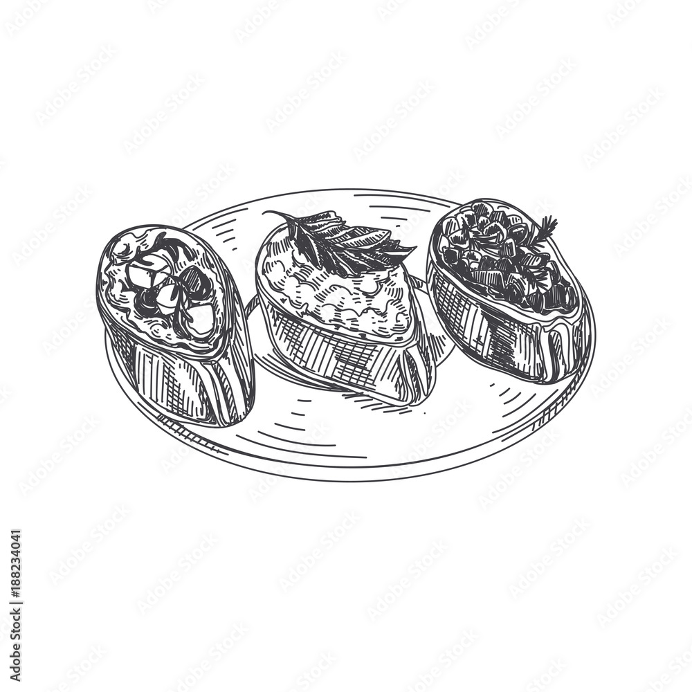 vector hand drawn finger food Illustration Stock Vector | Adobe Stock