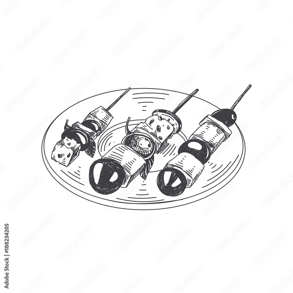 vector hand drawn finger food Illustration Stock Vector | Adobe Stock