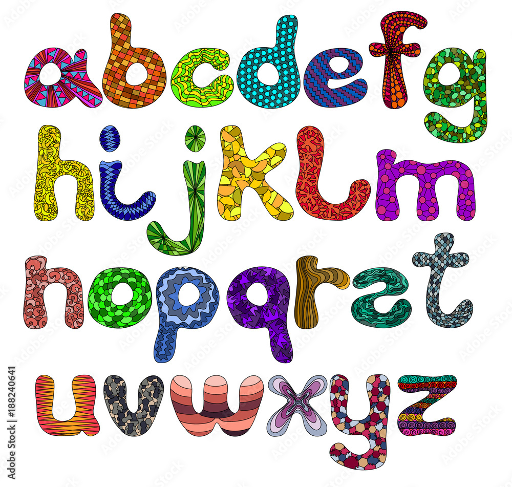 A funny alphabet of uppercase letters in colors for make up words and ...