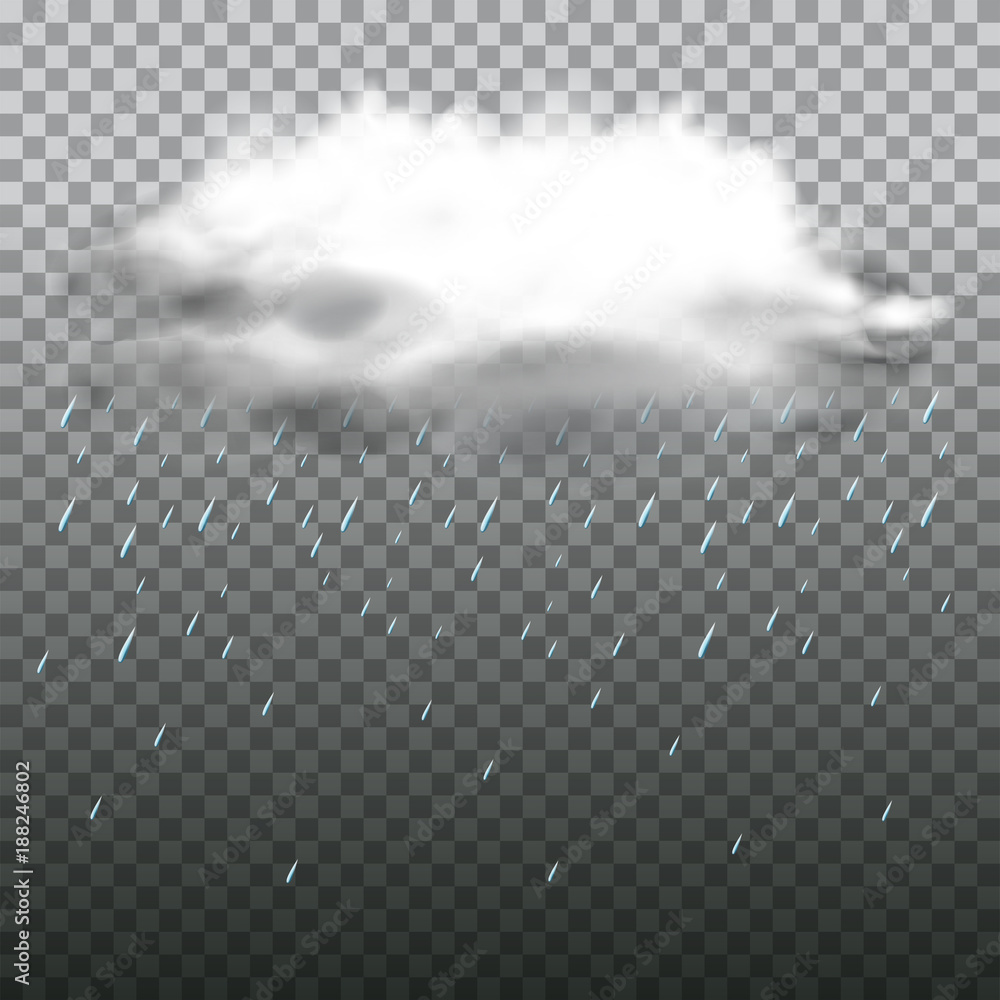 Dark cloud and rain on transparent background Stock Vector | Adobe Stock