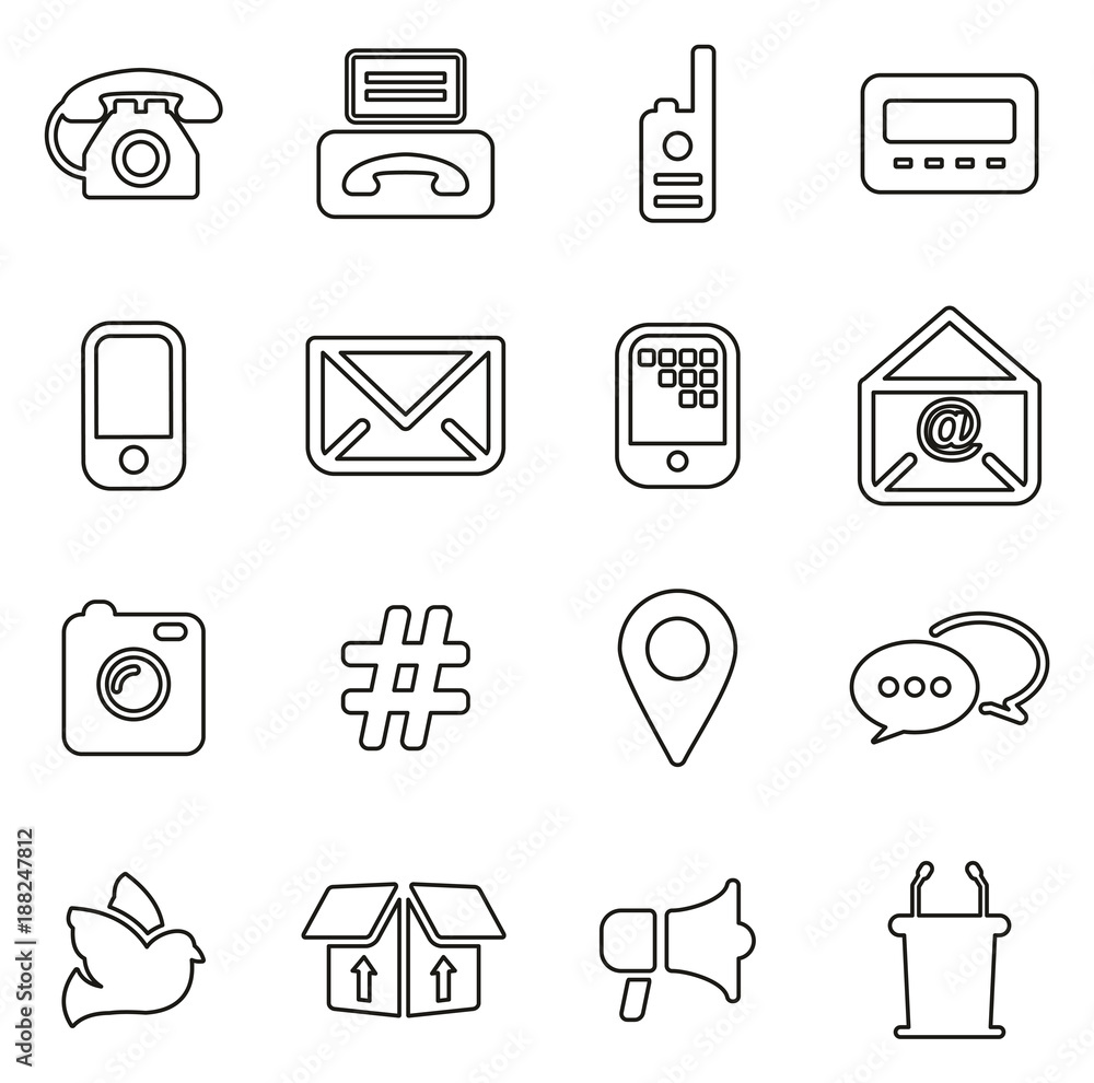 Different Ways Of Communication Icons Thin Line Vector Illustration Set ...