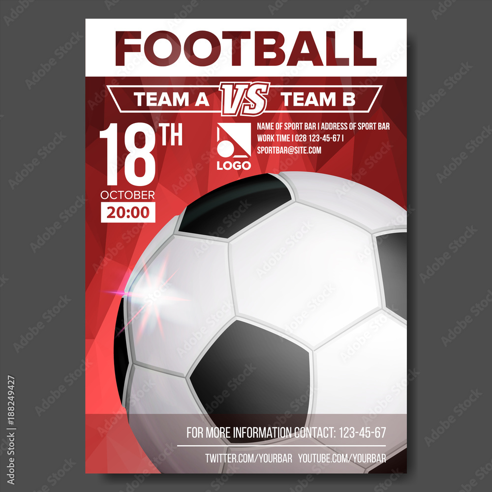 Soccer Poster Vector. Sport Event Announcement. Banner Advertising ...
