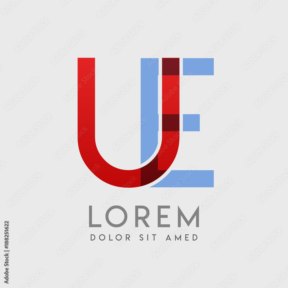 UE logo letters with "blue and red" gradation Stock Vector | Adobe Stock