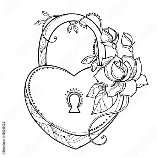 Heart Padlock Drawing