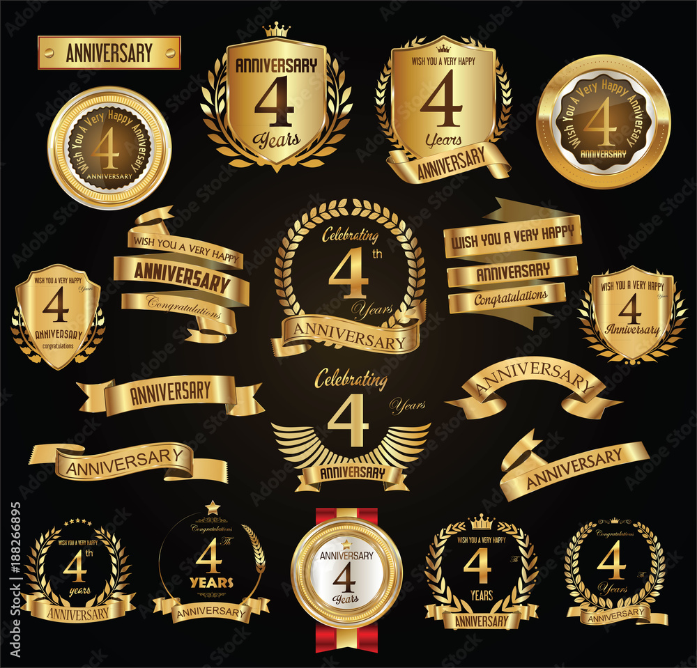 Anniversary retro vintage badges and labels vector illustration Stock ...