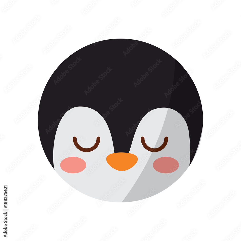 cute head penguin animal close eyes cartoon vector illustration Stock ...