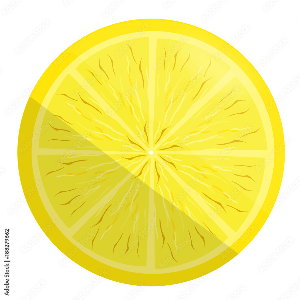 Lemon Vector, simple yellow lemon illustration, front side view wedge ...