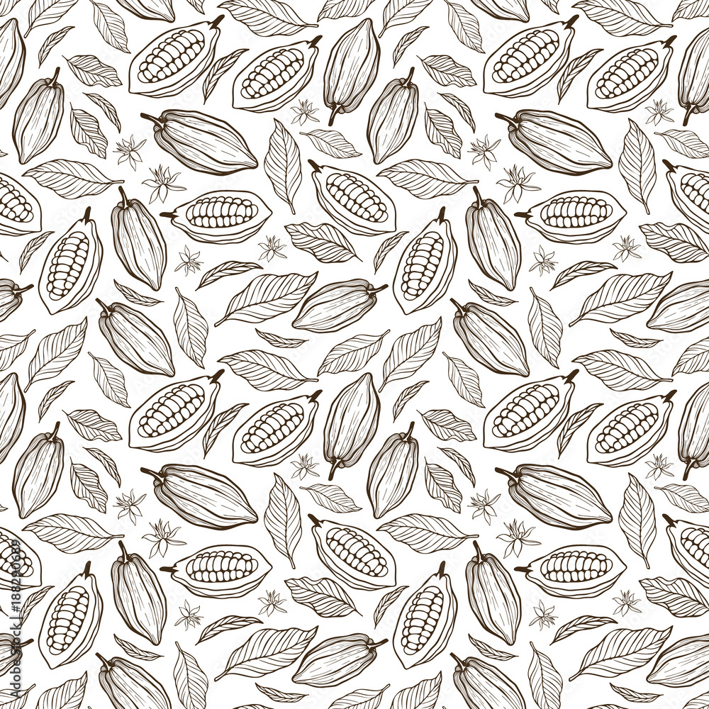 cacao beans seamless pattern Stock Vector | Adobe Stock