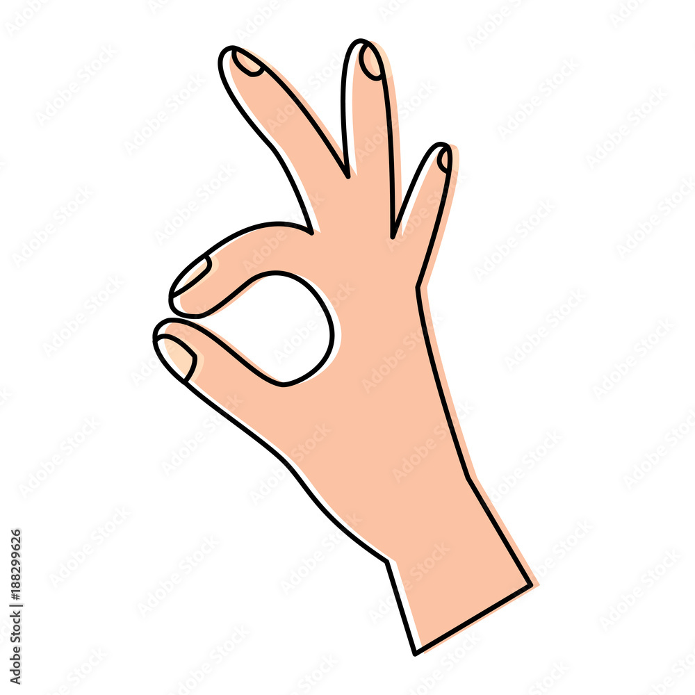 three fingers up ok hand gesture icon image vector illustration design ...