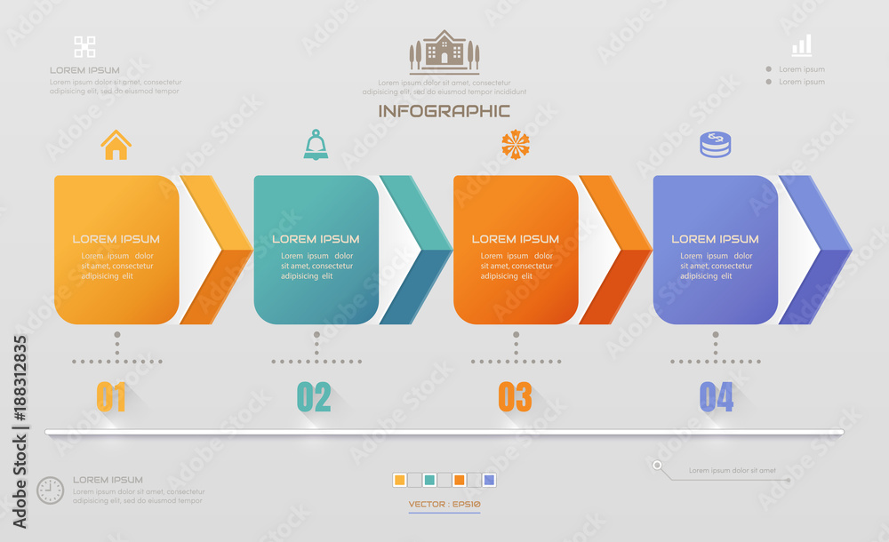 Infographics design template with icons, process diagram, vector eps10 ...