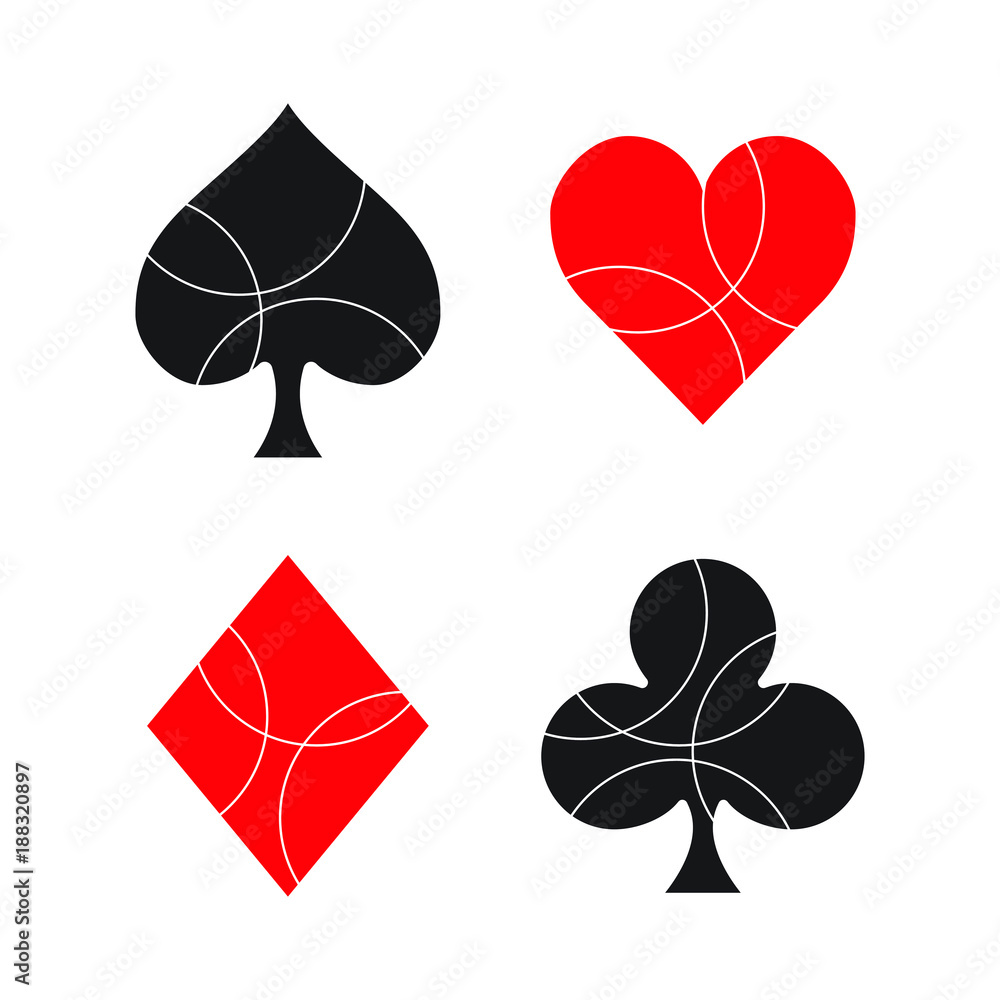 A set of classic poker suits in vector format. These spades, hearts ...