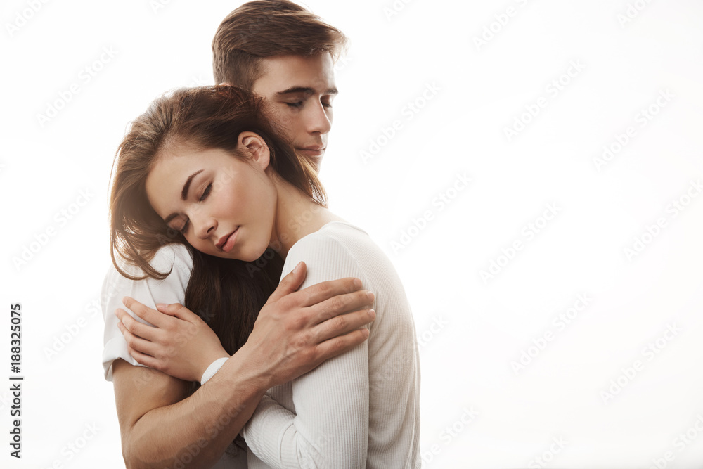 Couple in love hugging showing their feelings to each other. Together ...