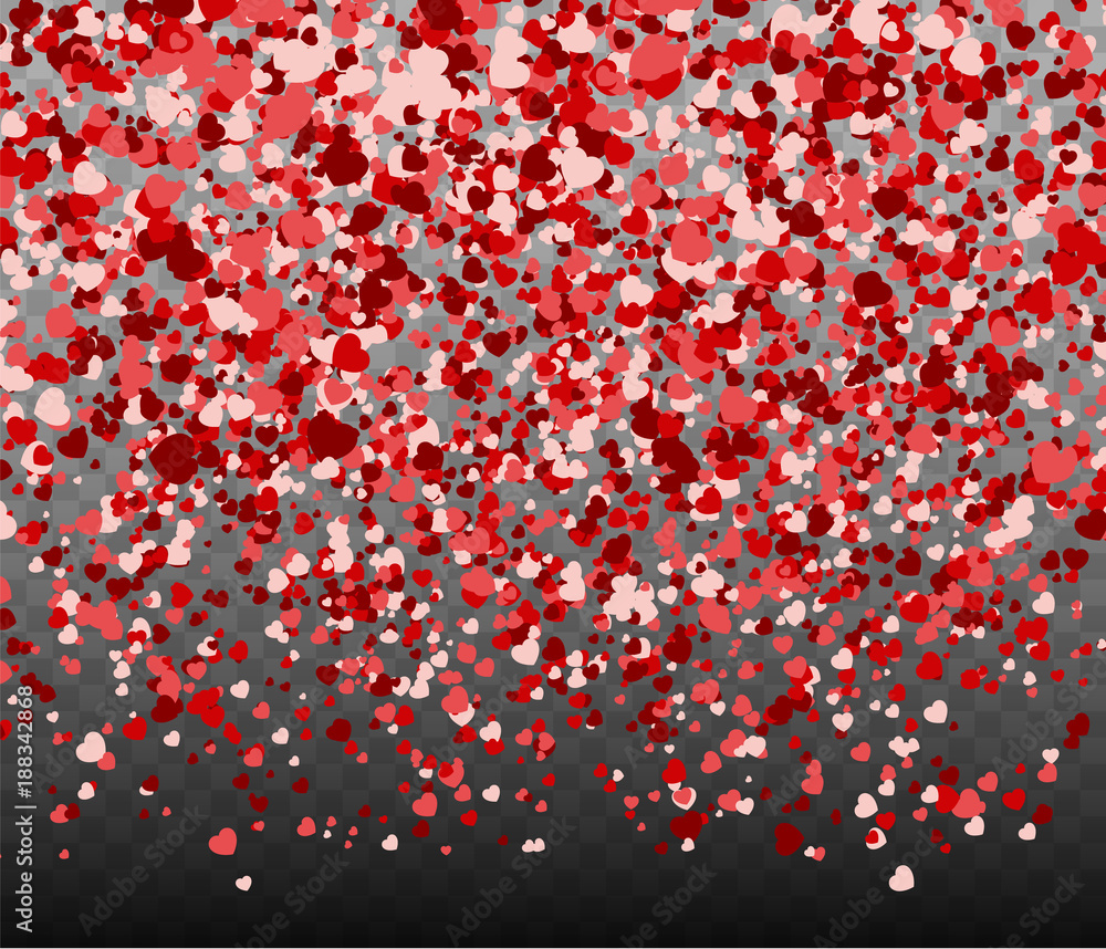 Falling hearts on transparent background Stock Vector | Adobe Stock