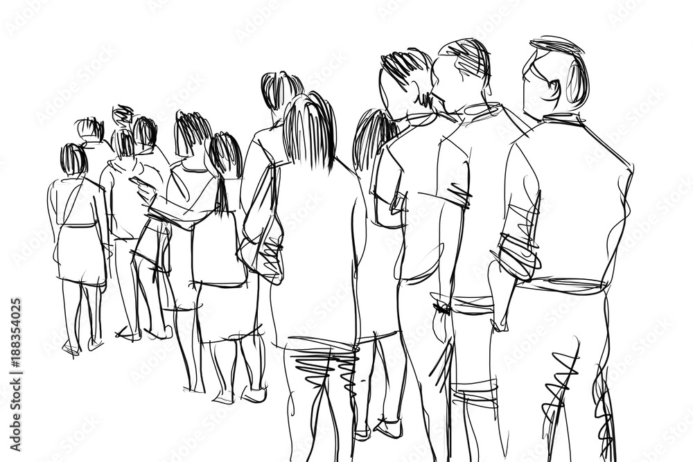 group people ink sketch isolated Stock Illustration | Adobe Stock
